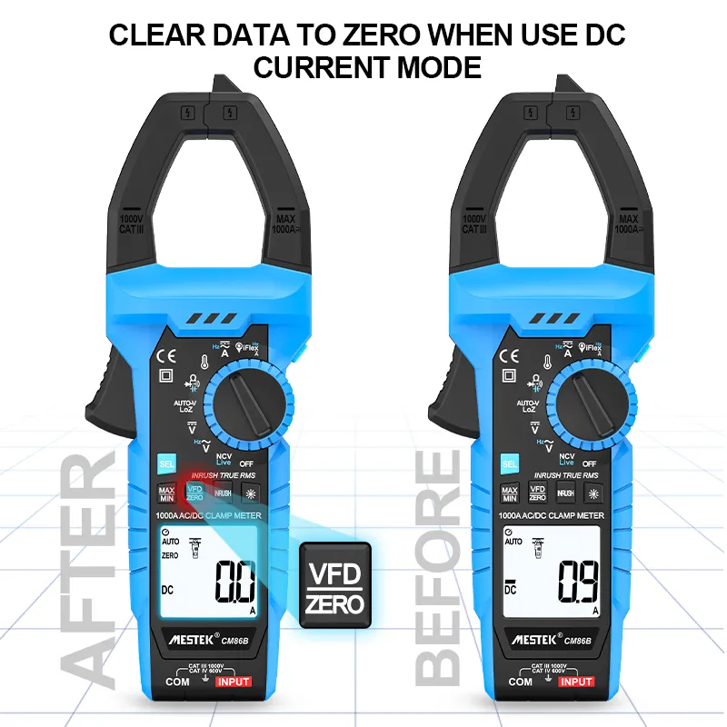 Mestek Pro 1000A Digital Clamp Meter: Amperage, Voltage, NCV ...