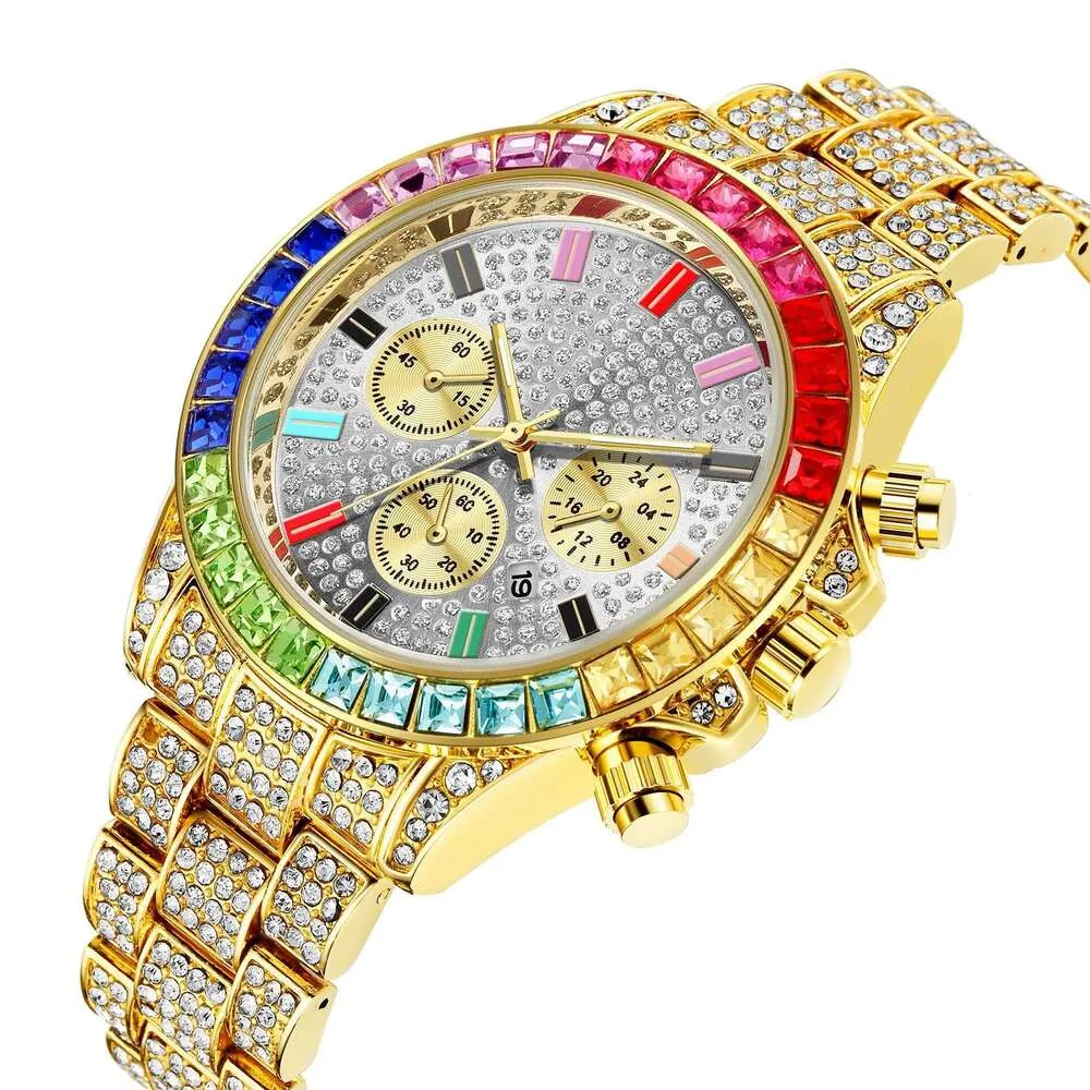 Men's Shiny Iced Out Hip Hop Gold Watches For Men With Hot Selg Design ...