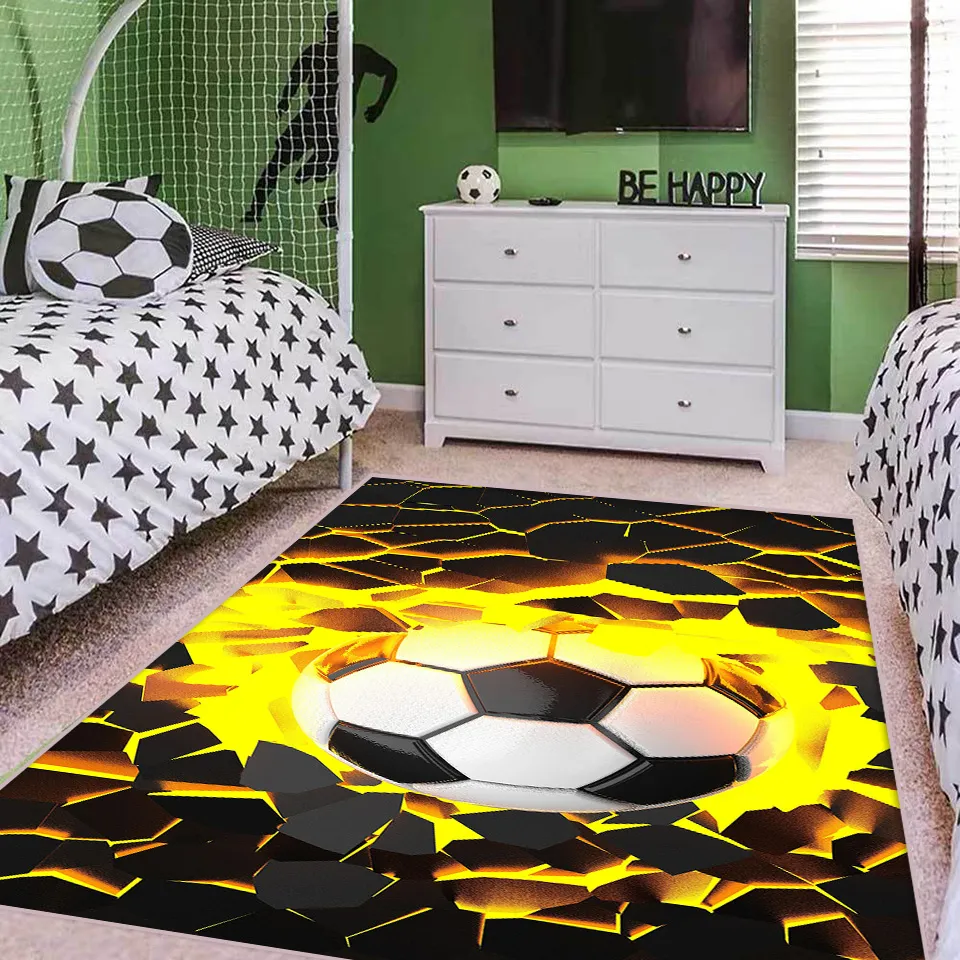3D Soccer Area Rug - Football Carpet for Living Room, Kids Bedroom ...