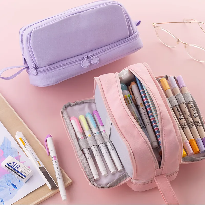 DHgate.com:2024 Large Capacity Pencil Case, 3-Compartment Zippered Pen ...