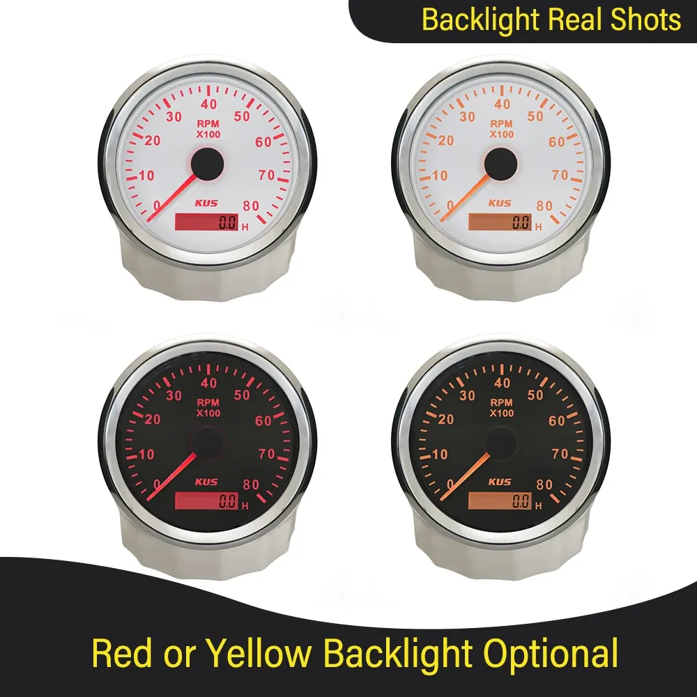 KUS Tachometer 3K RPM 4K RPM 6K RPM 8K RPM Car Truck Boat Tacho Gauge ...