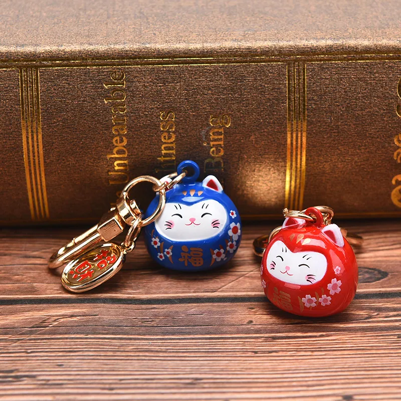Cute Cat Bell Keychain: Japanese Lucky Cat Charm For Car, Bag, Keys ...