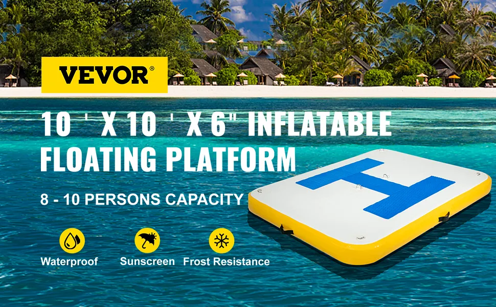 VEVOR Large Inflatable Floating Platform With Electric Flextailgear ...