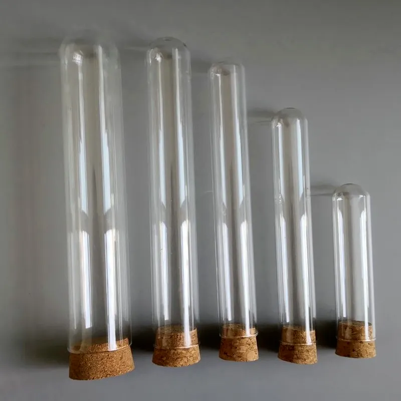 12 Clear Glass Test Tubes with Cork Stoppers - Premium Borosilicate ...