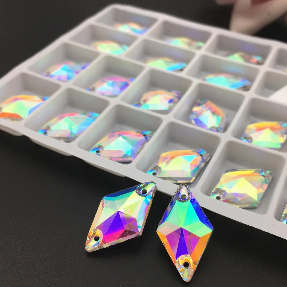 DHgate.com:Rhombus Crystal AB Glass Sew On Rhinestones, 2-Hole Flatback ...