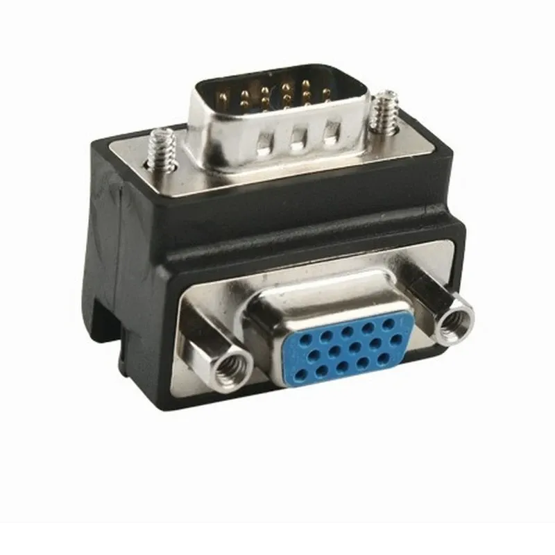 90 Degree Down Right Angled VGA 15-Pin Male to Female Monitor Adapter ...