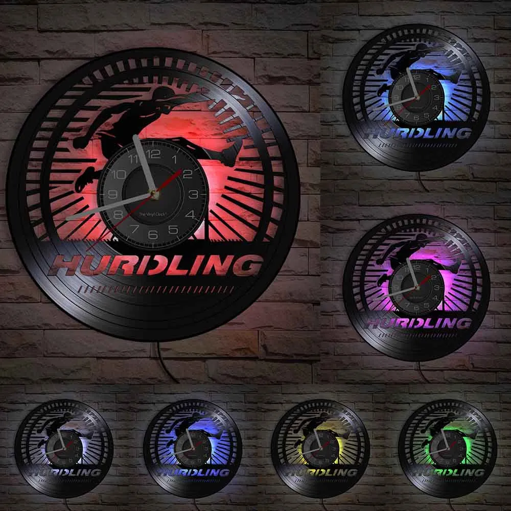 Hurdler Wall Clock - Vintage Vinyl Record Design, Track and Field Decor ...