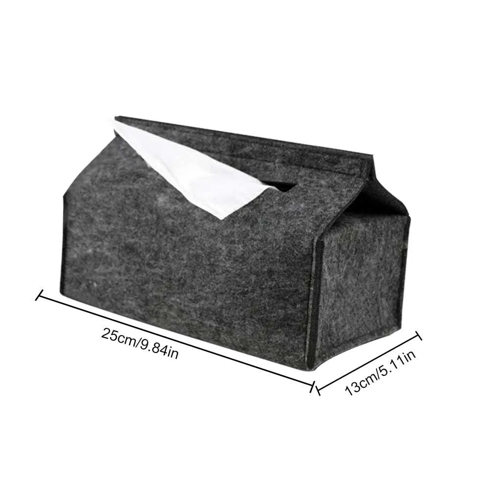 Wool Felt Tissue Box Holder Household Tissue Case Box Solid Color Tray ...