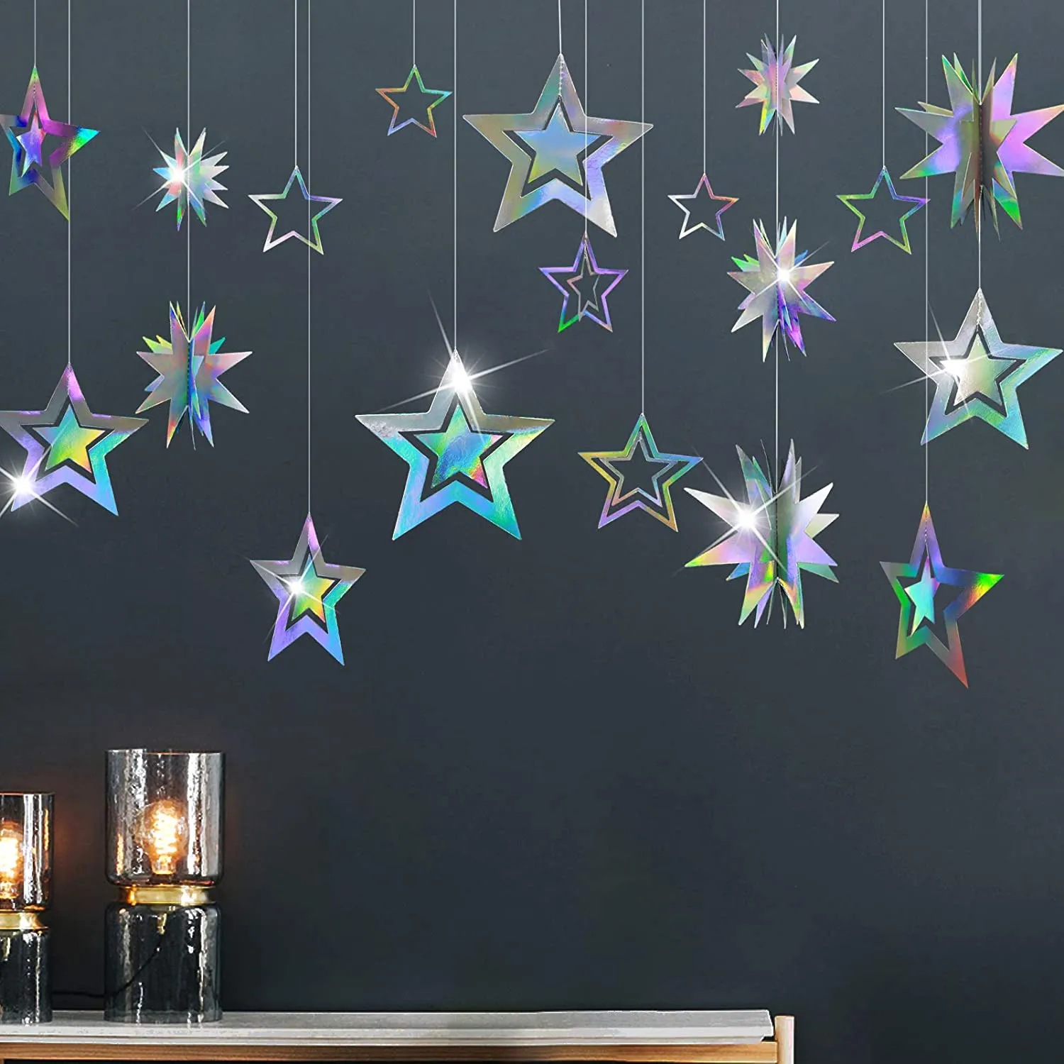 DHgate.com:2024Iridescent Rainbow Stars Paper Garlands for Birthday ...