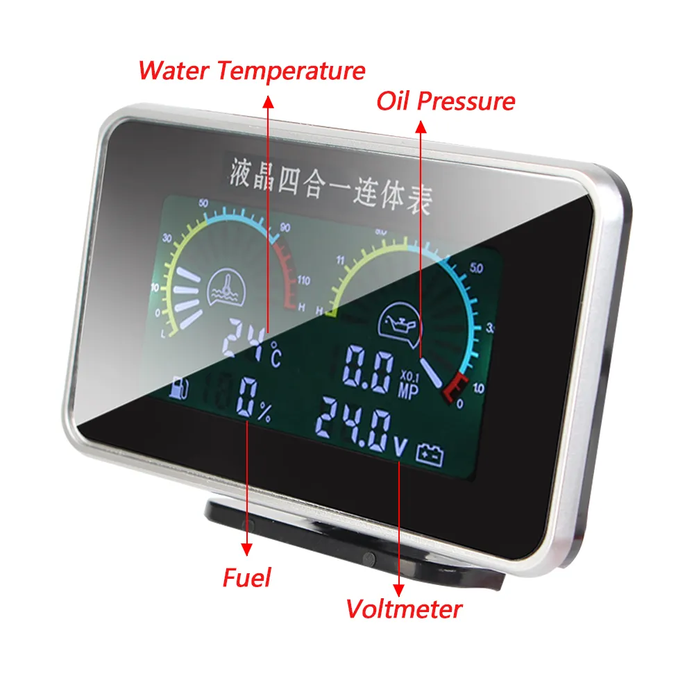 DHgate.com:LCD Car Digital Gauge 4-in-1: Oil Pressure, Voltmeter, Water ...