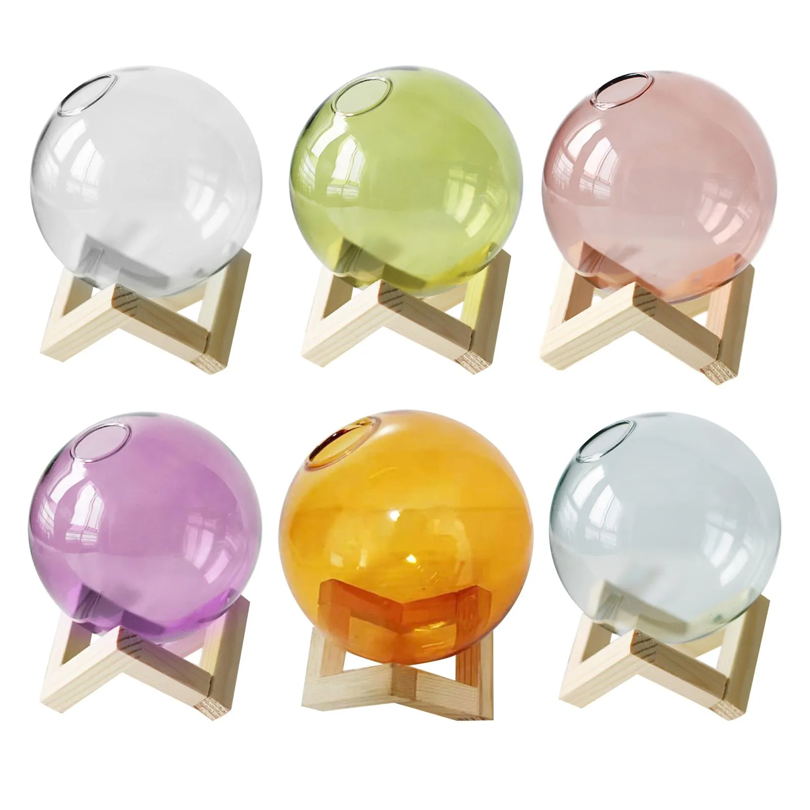 Glass Sphere Plant Vases Hydroponics Vase with Bracket for Flowers ...