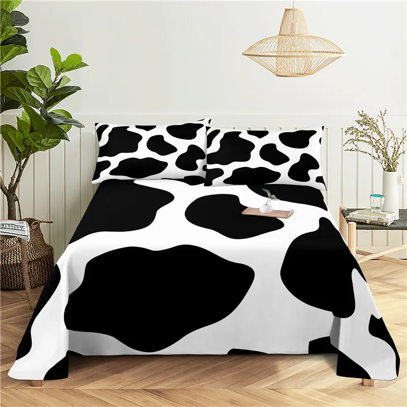 Cow Print Bedding Set: Digital Print Flat Sheet & Pillowcase, Soft ...
