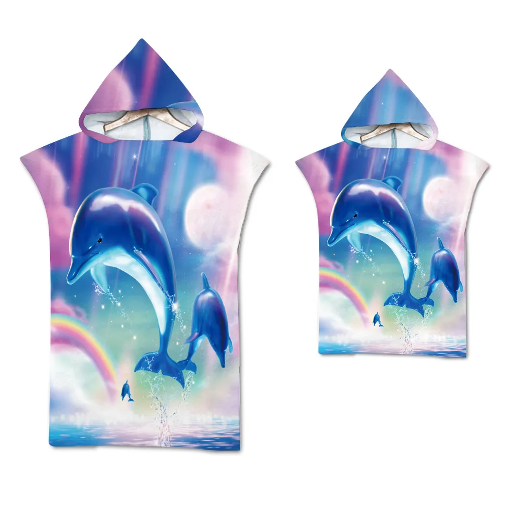 Dolphin & Whale Hooded Beach Towel Poncho: Adult Changing Robe - Best ...