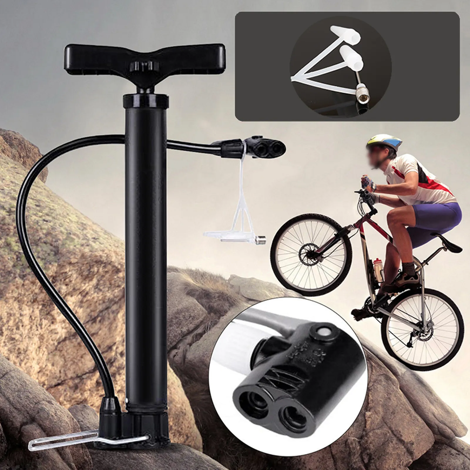 Bicycle Pump: Manual Air Pump Tire Inflator for Mountain Bikes, Road ...