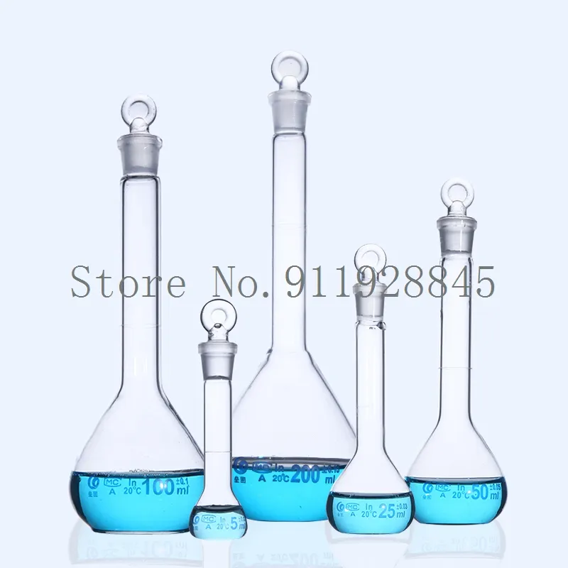 Lab Grade Volumetric Flask Set - 250mL Brown Glass, 100mL Transparent ...