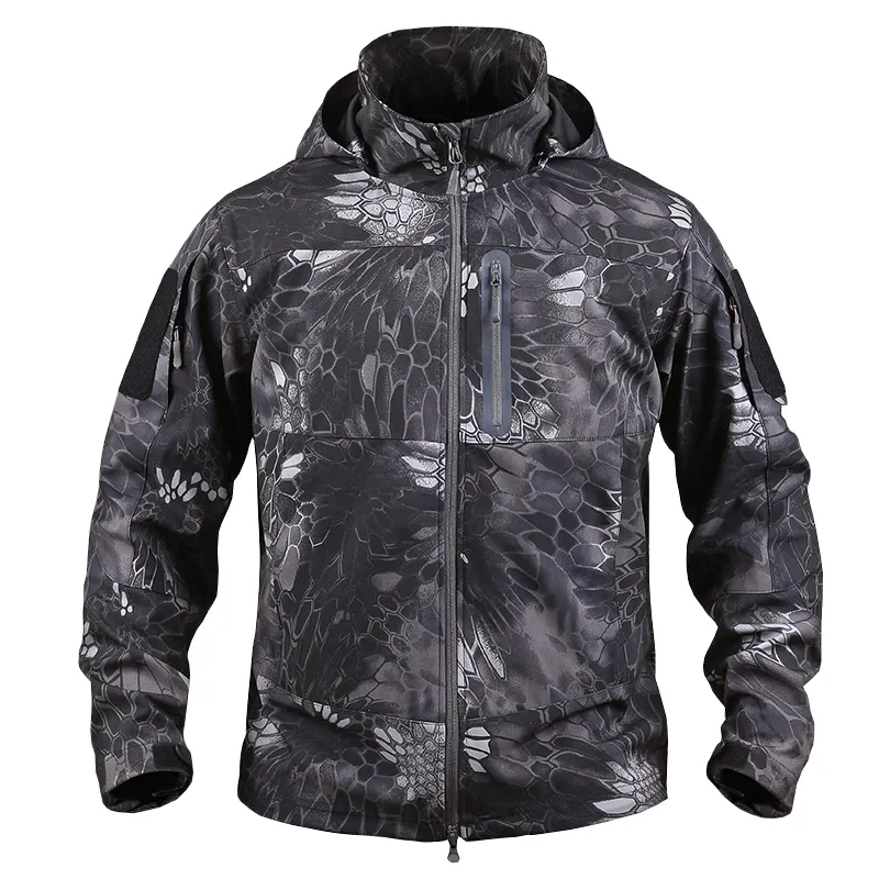 Men's Winter Waterproof Windproof Soft Shell Jacket with Hood and ...