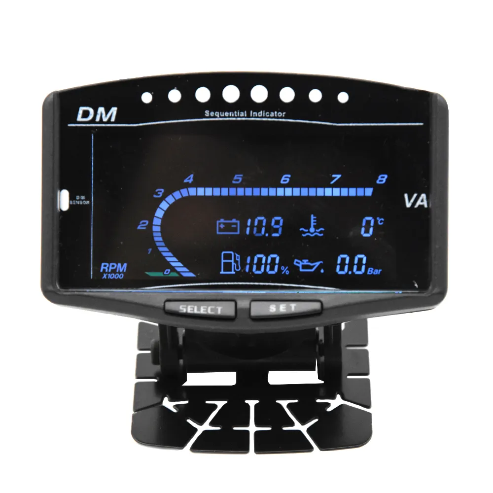5-in-1 12V Car Marine LCD Electronic Tachometer + Oil Pressure ...