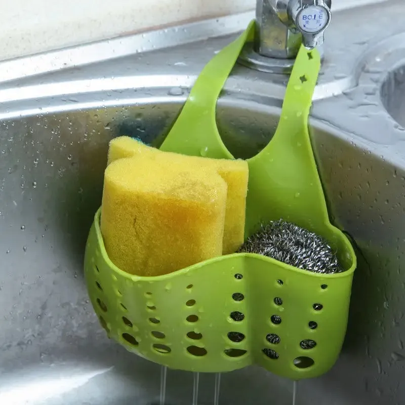 Stainless Steel Sink Sponge Holder Draining Rack Bathroom Shelf Sink ...