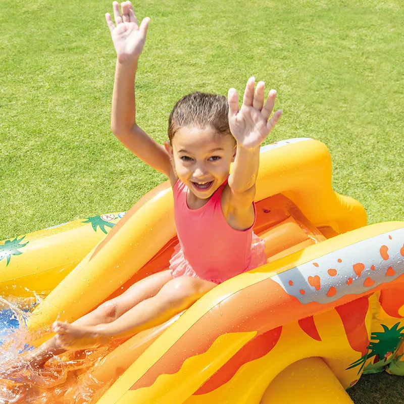 Summer Inflatable Kids Pool With Water Slide Backyard Outdoor Lawn ...