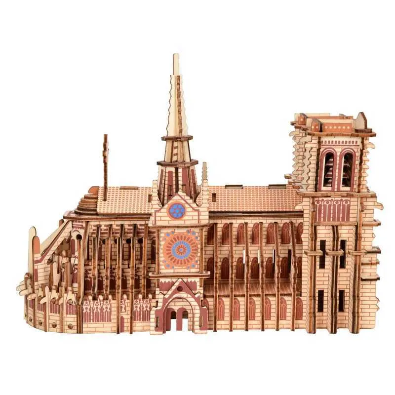 Childrens 3D Puzzles: Notre Dame Cathedral Wooden Model Kit ...