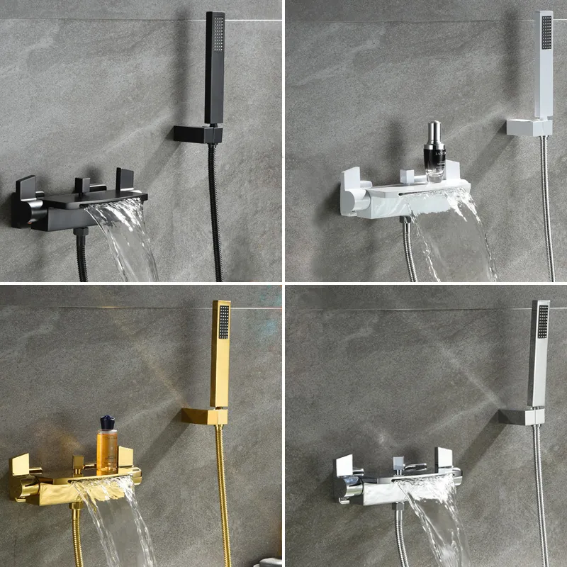 Luxury Waterfall Shower Faucet Set - Wall Mounted Dual Handle Bathroom ...