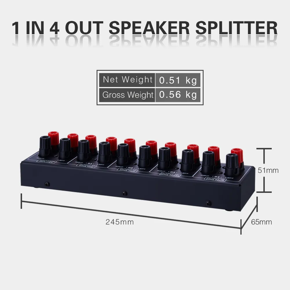 1 IN 4 OUT Audio Splitter/Switcher Passive Amplifier/Speaker ...