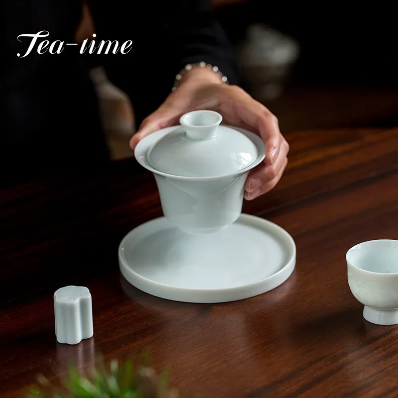 Misty Blue Porcelain Tea Tray - Hutian Kiln Dry Brewing Plate, Tea ...