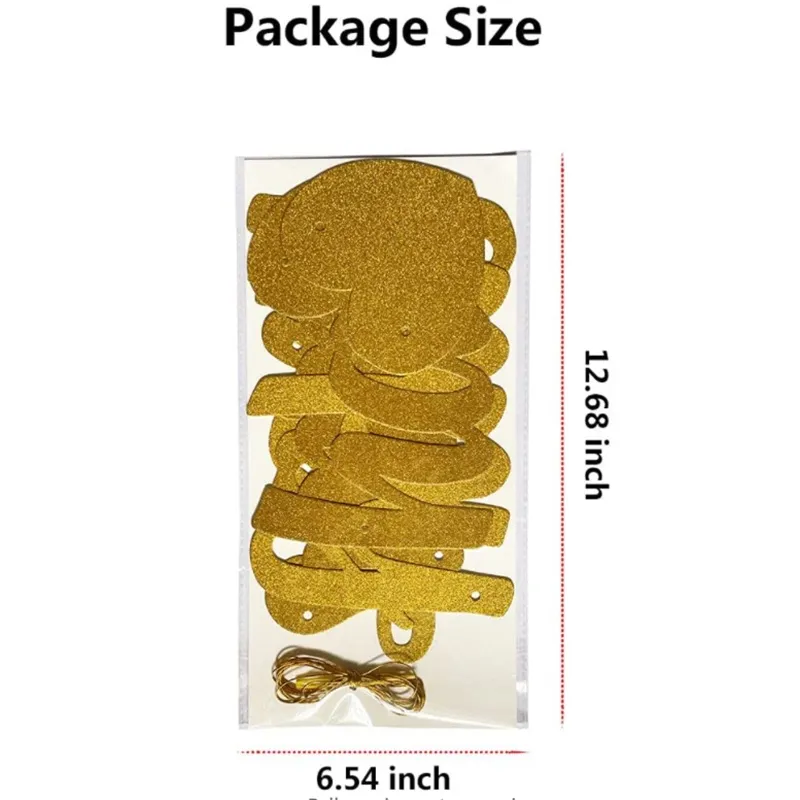 Happy Anniversary Banner with Gold Glitter Heart Bunting for Wedding ...