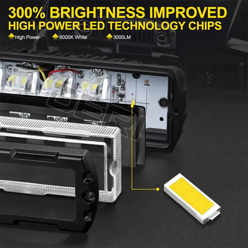 6 6D LED Work Light Bar - Bright Off-Road Driving Fog Lamp for Boats ...