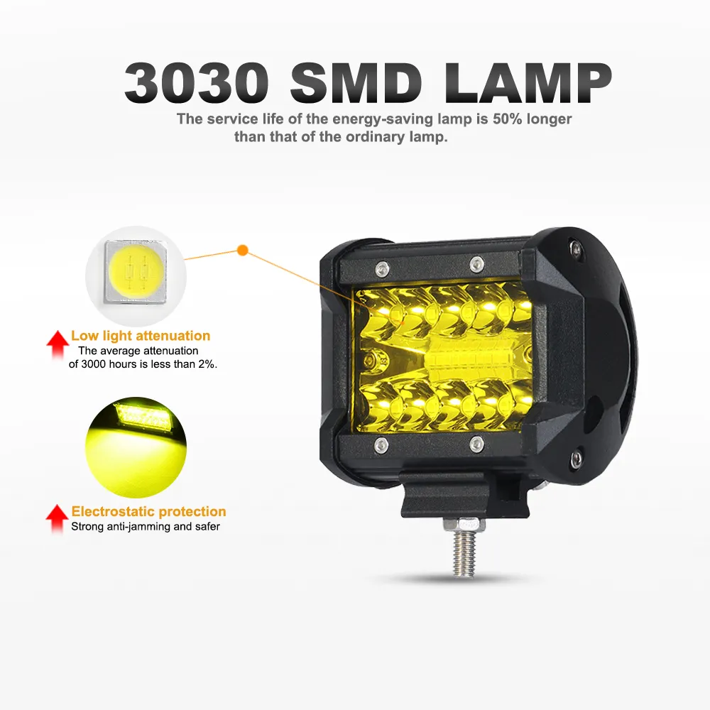 LED led work light Bar Combo for Offroad Driving - 4\ 7\ Yellow, 60W ...