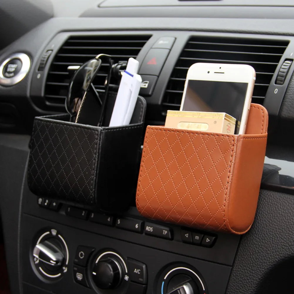 Sleek PU Leather Car Storage Bag: Dashboard Organizer for Phone, Cards ...