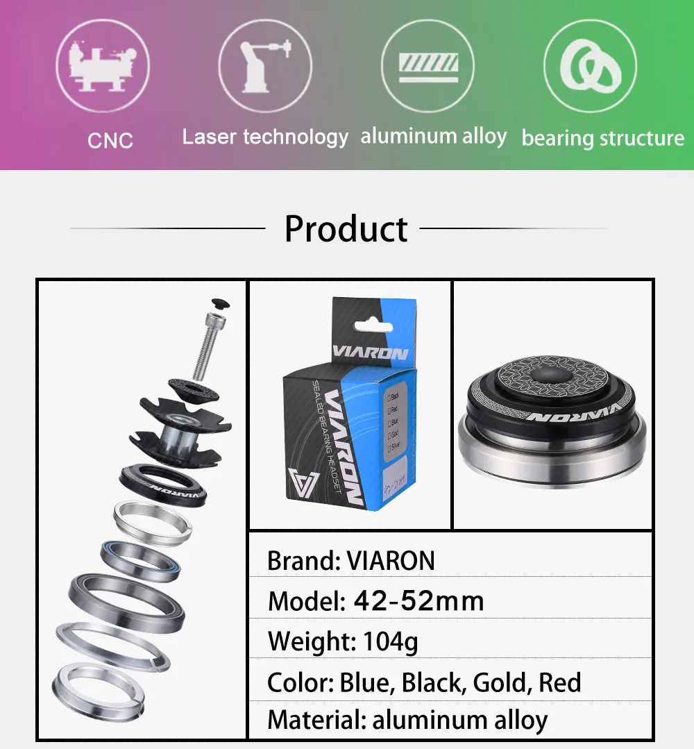 DHgate.com:CNC Aluminum Alloy MTB Bicycle Sealed Headset 34/44/52/55/56mm Mountain Road Bike ...