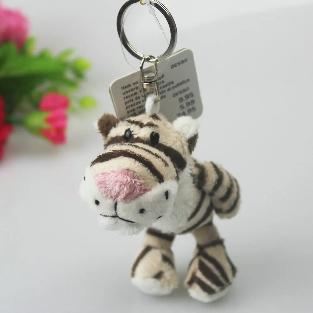 Gray Tiger Plush Keychain - Classic 3D Animal Keyring, Soft Doll Keyfob ...