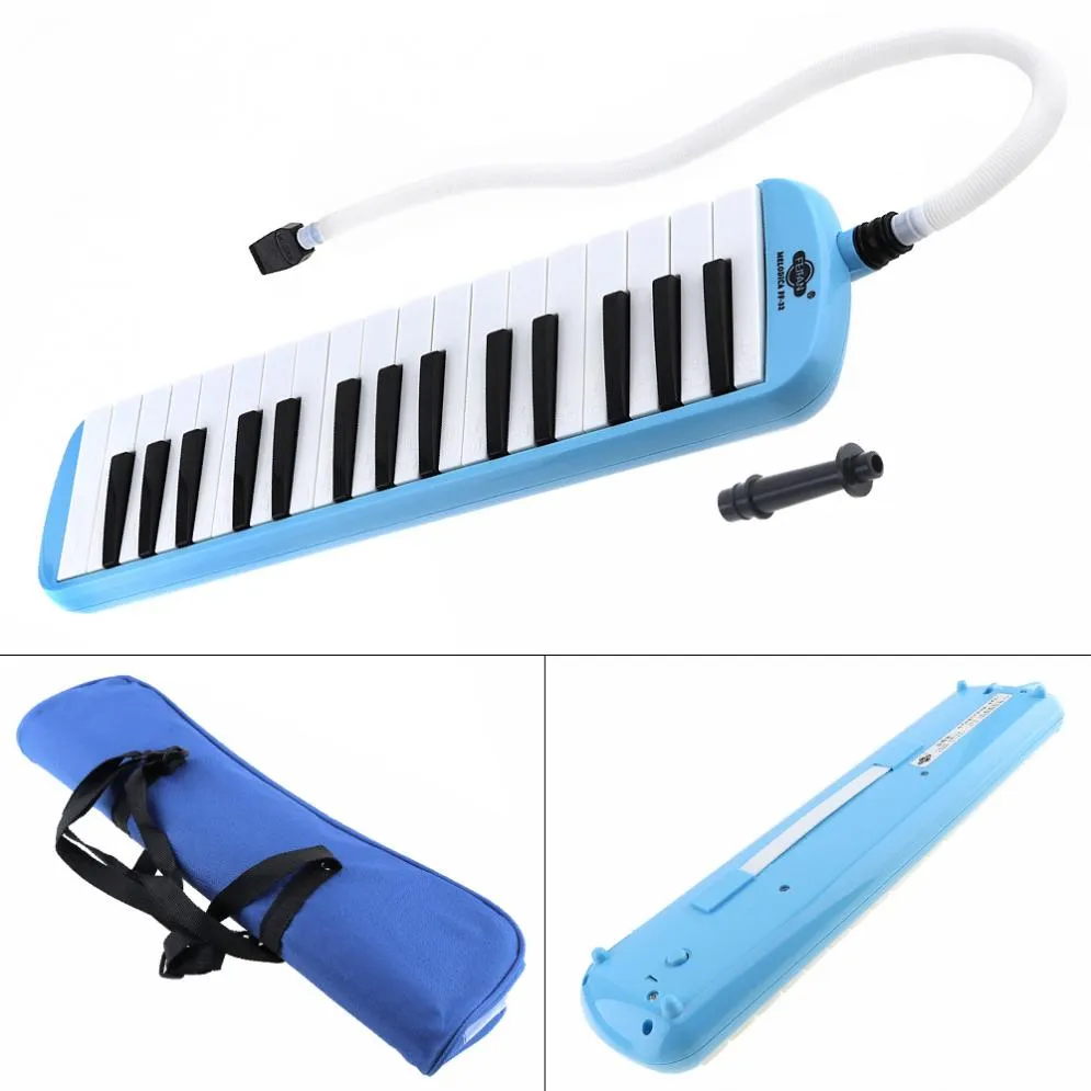 32 Key Blue Harmonica Melodica Teaching Instrument With Deluxe Carrying ...