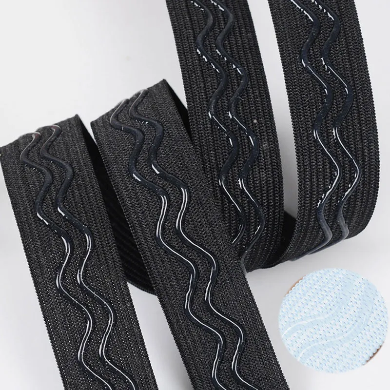 3 Meters 2.5 cm Non-slip Silicone Elastic Band Wave Pattern for DIY ...