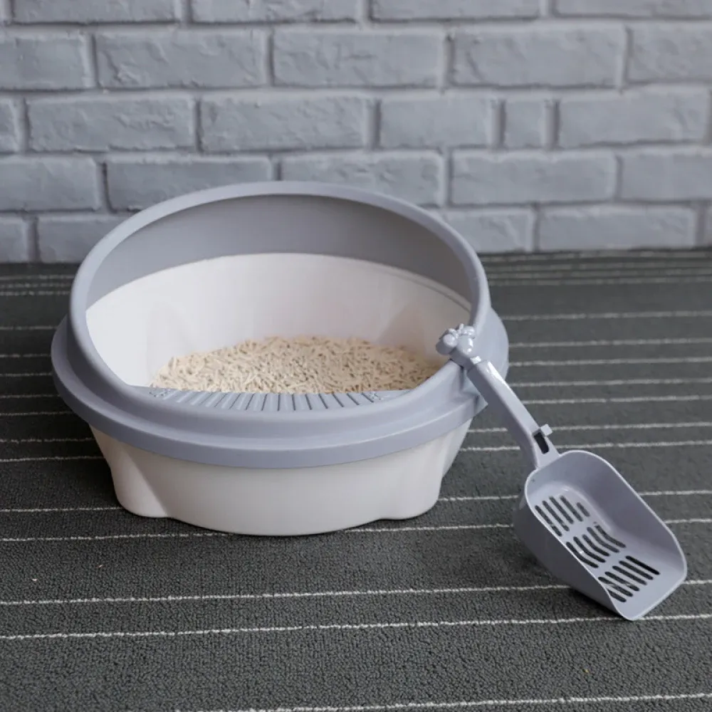 Splash-Proof Cat Litter Box with Scoop - Easy Clean, High Sides ...