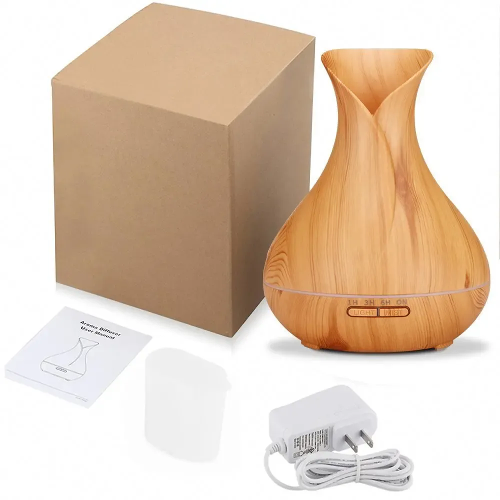 Aromatherapy Humidifier Ultrasonic Mist Maker with LED Lamp Wood Grain ...