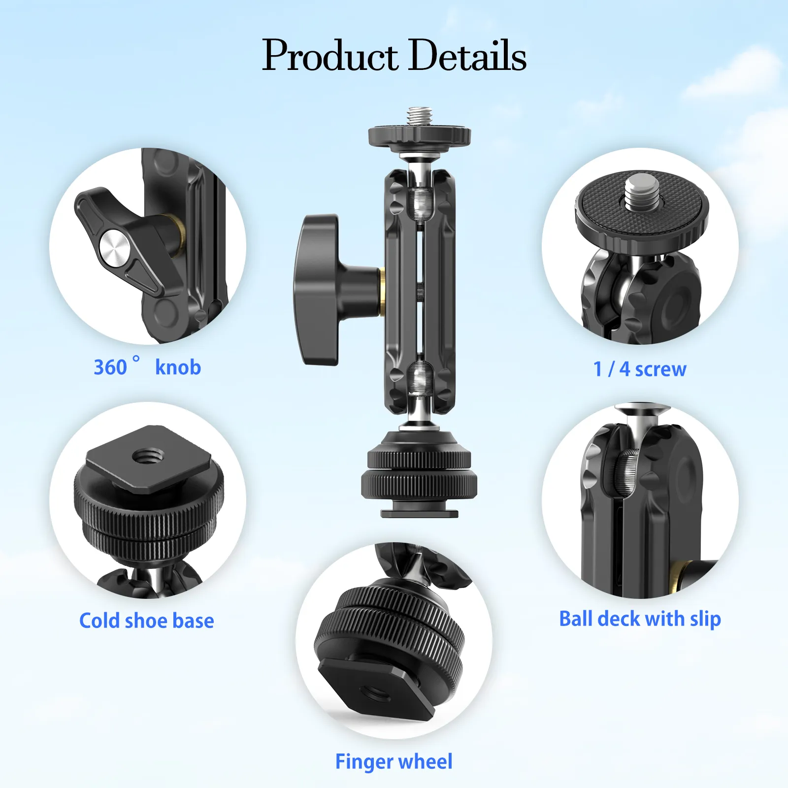 2024Ulanzi R098 Metal Cold Shoe Adapter Magic Arm Mount 1/4 for Cameras ...