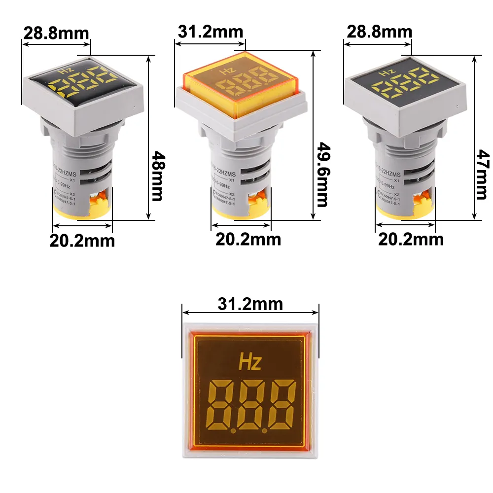 22mm LED Digital Frequency Meter AC Hertz Tester With Red & Yellow ...