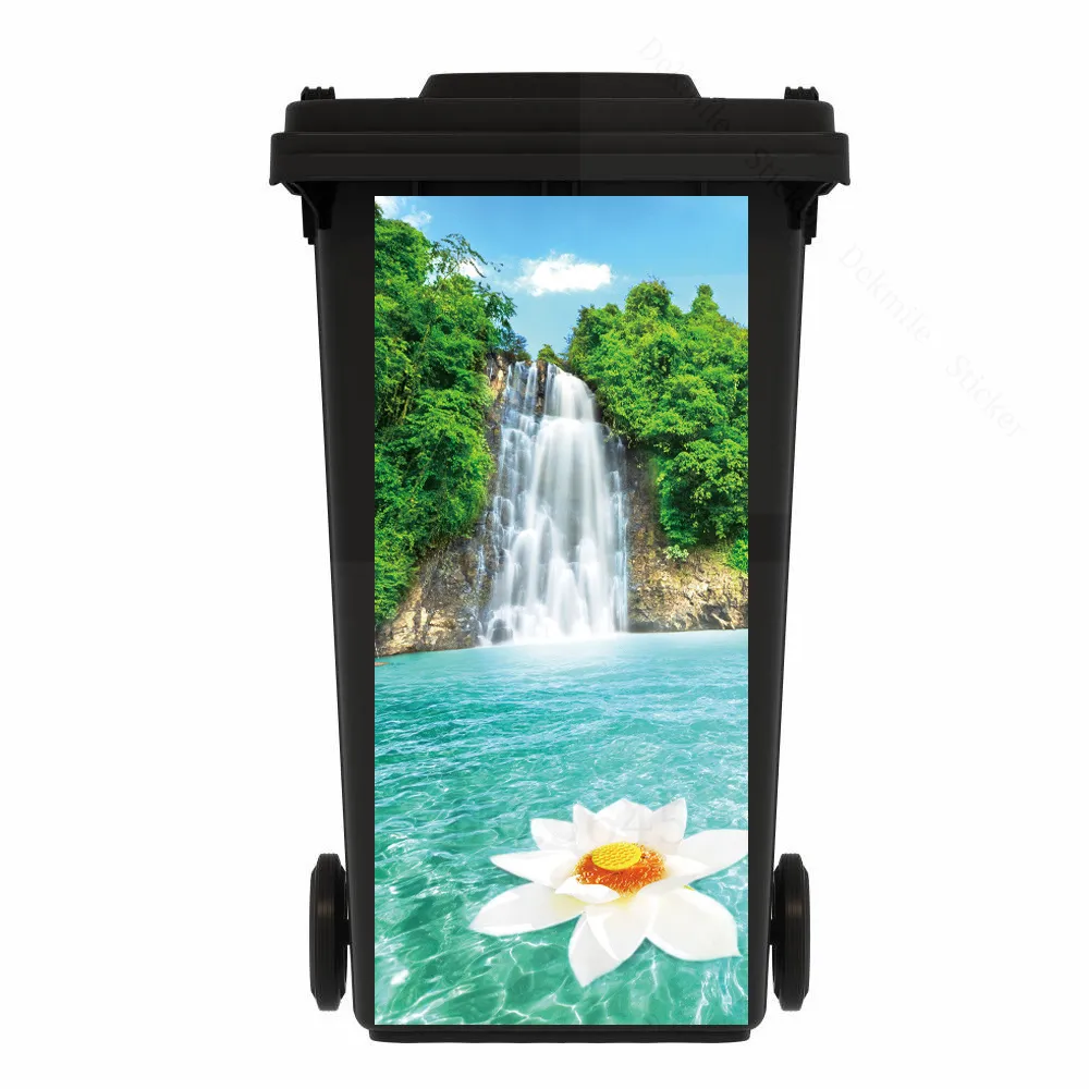 Custom Ocean Falls Trash Can Decor - 3D Waterfall Garbage Bin Sticker ...