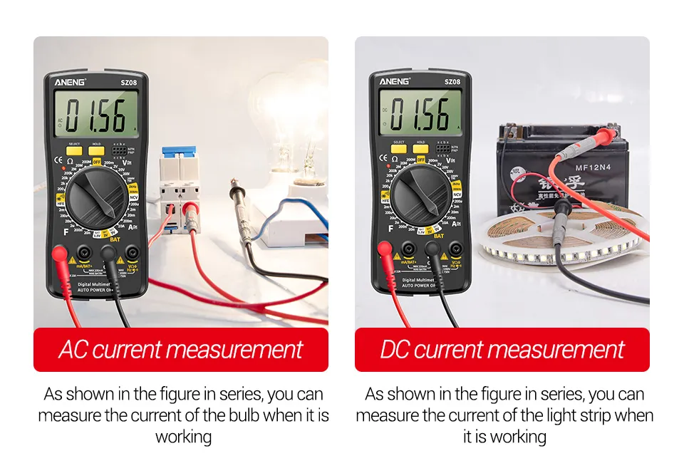 ANENG SZ08 Digital Multimeter, Ultra-Thin Storage, Professional ...