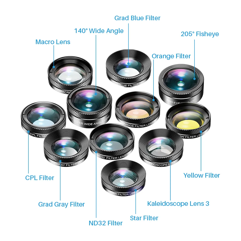 Universal Mobile Phone Lens Kit - 11-in-1 Camera Lens Set, Wide Angle ...