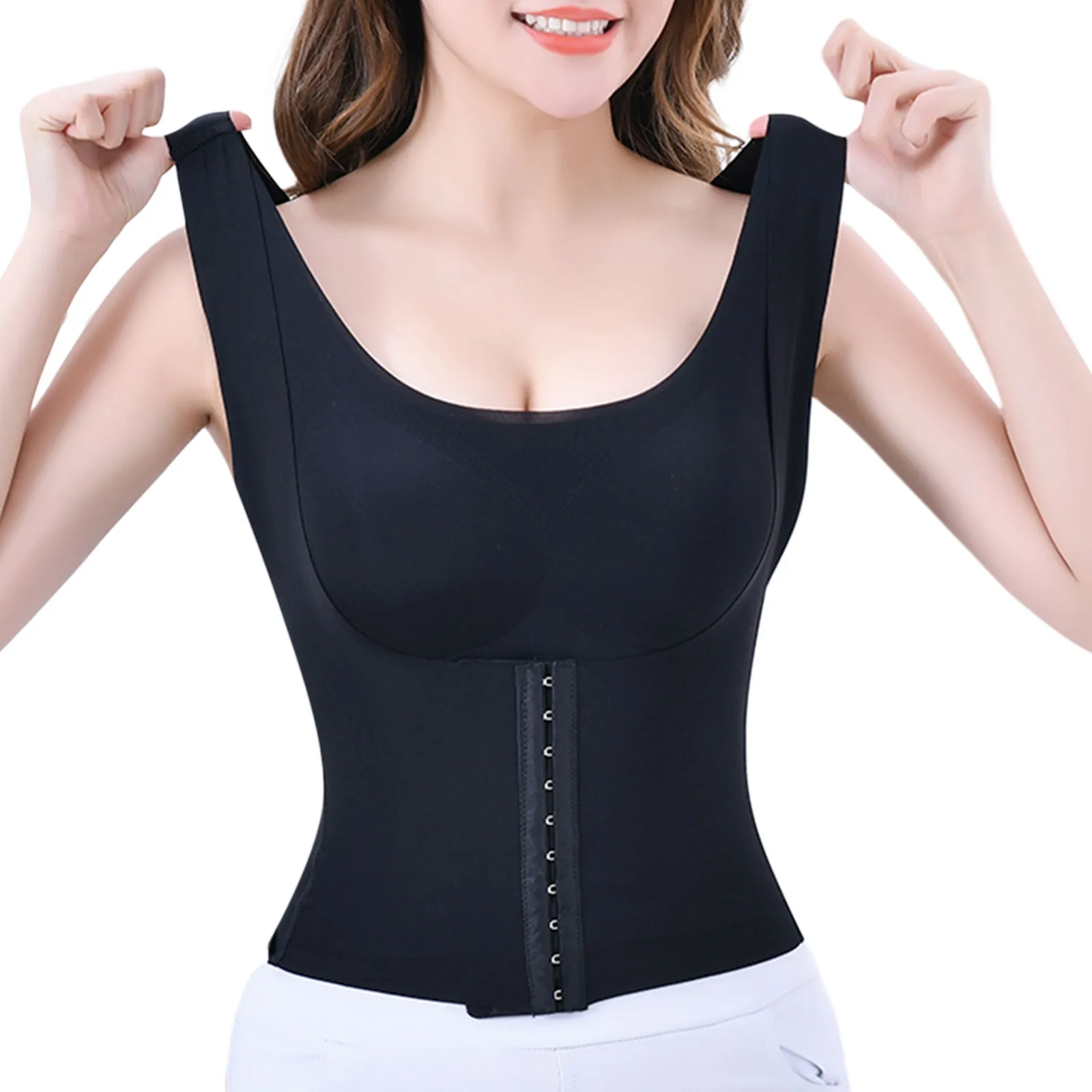 2024 New Ladies' 4-In-1 Breathable Shapewear: Solid Color Front Buckle ...