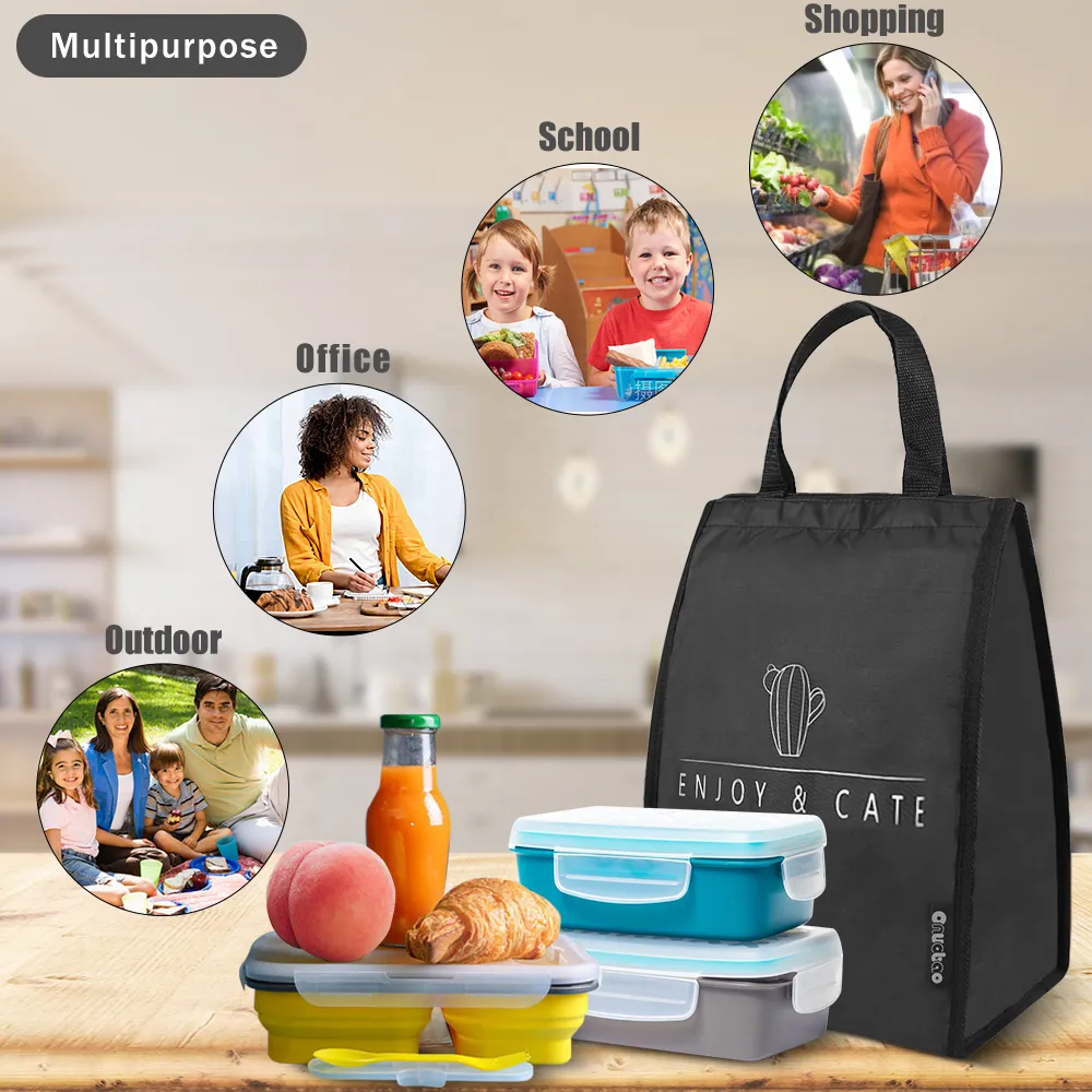 Insulated Lunch Bag with Water Bottle Holder - Leakproof Cooler Tote ...