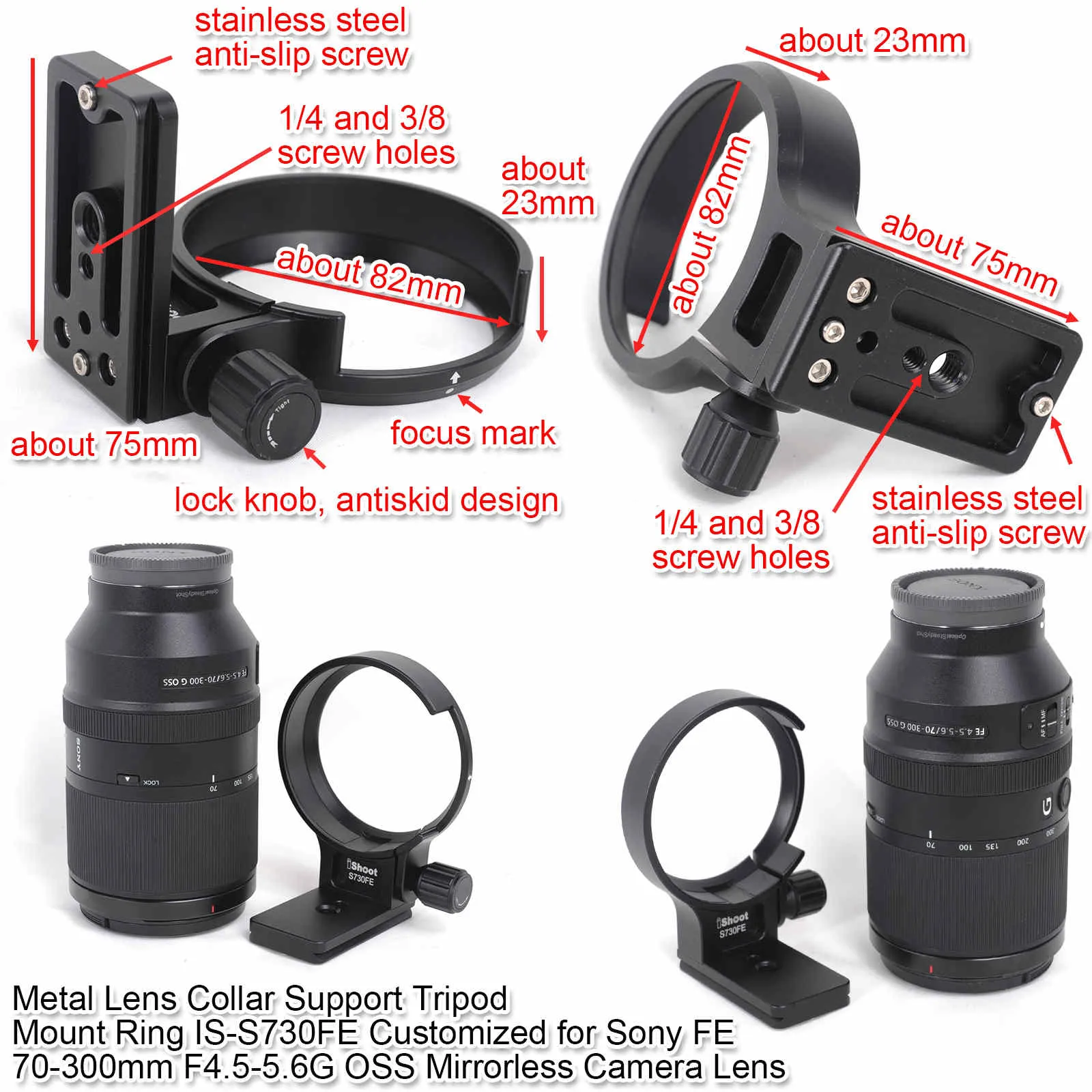 iShoot Lens Collar Tripod Mount Ring for Sony FE 70-300mm F4.5-5.6G OSS ...