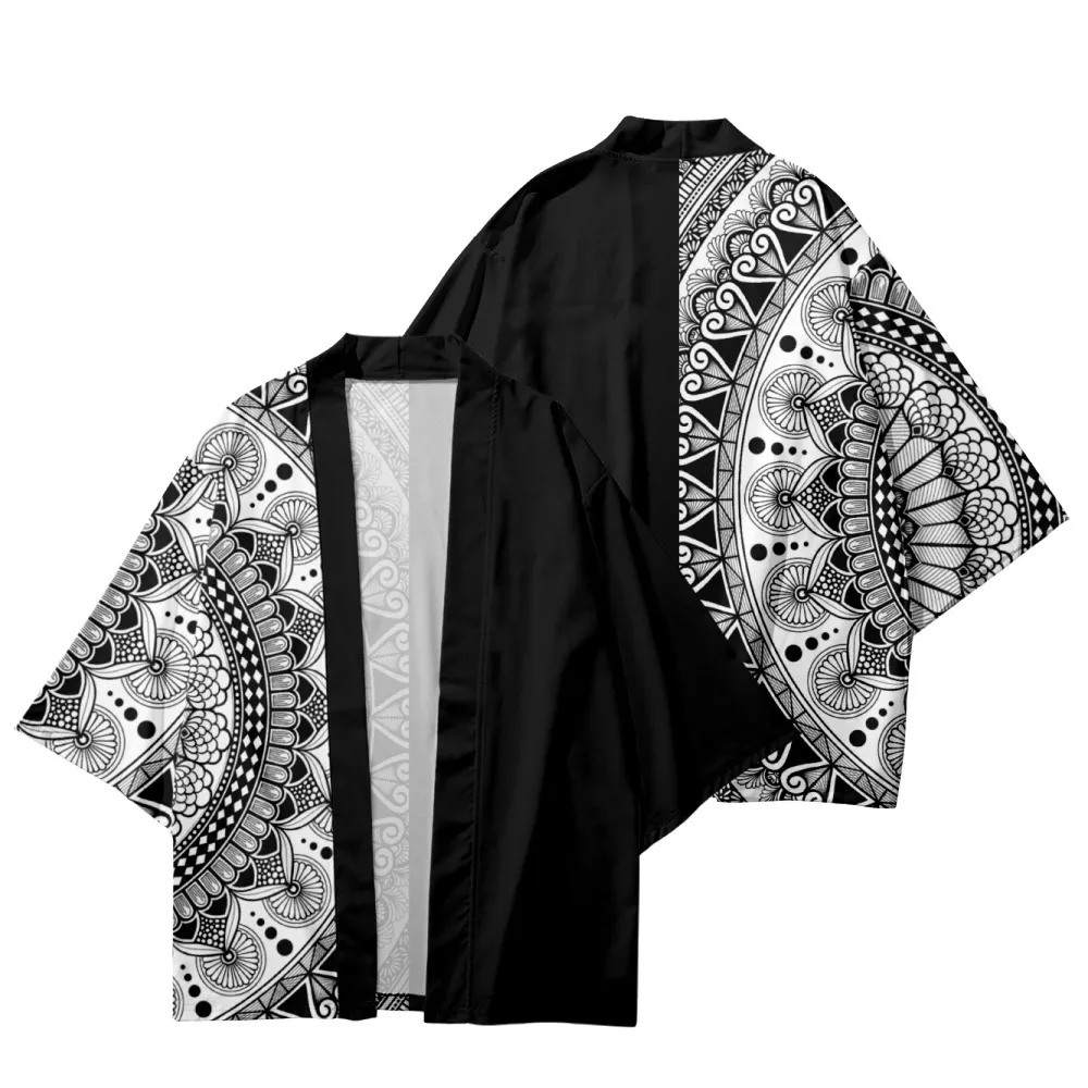 Cashew Print Kimono Set - Japanese Style Yukata Shirt & Shorts, Summer ...