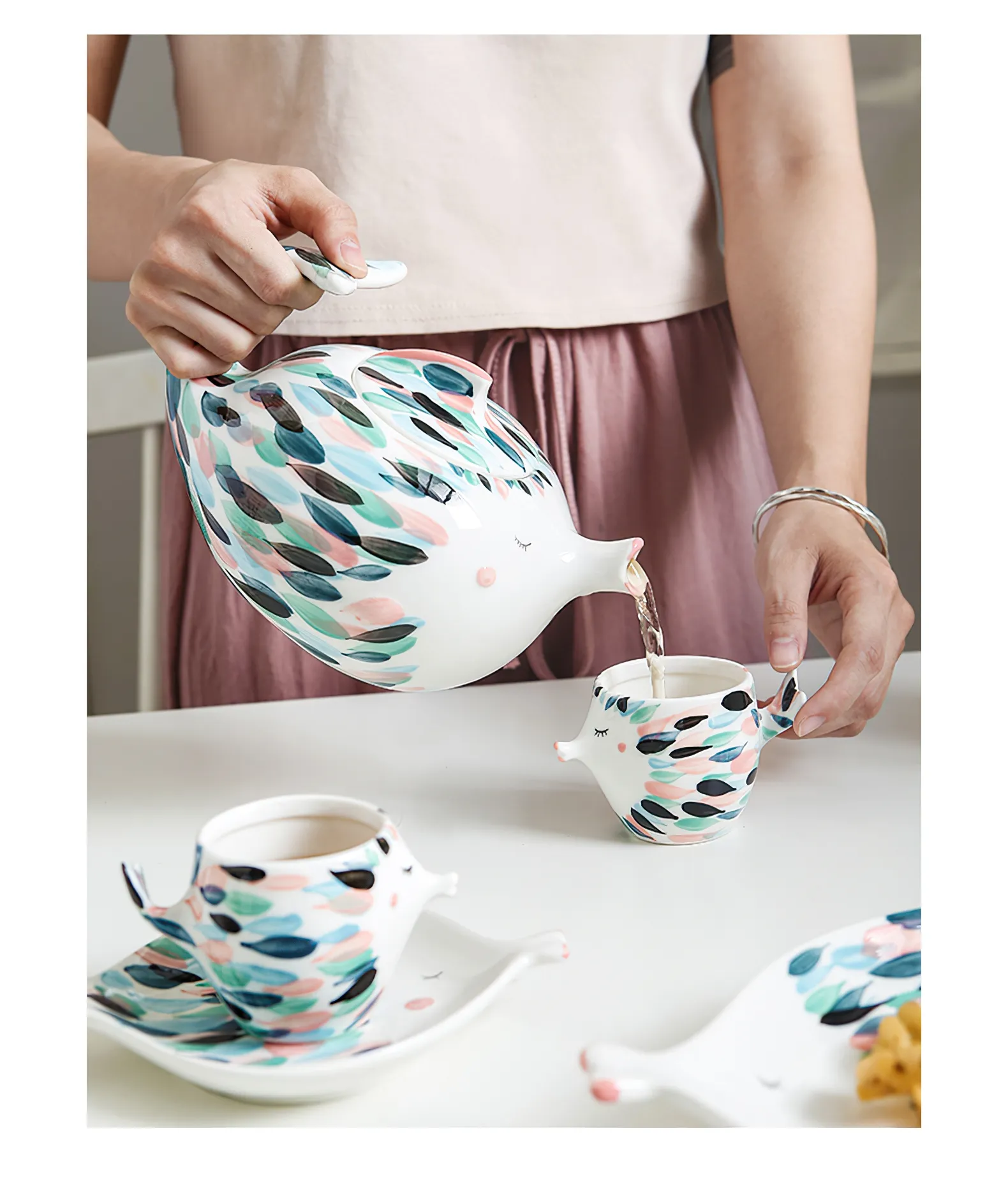 Elegant Ceramic Coffee Mug Set - Fish Design Porcelain Tea Cup, Bone ...