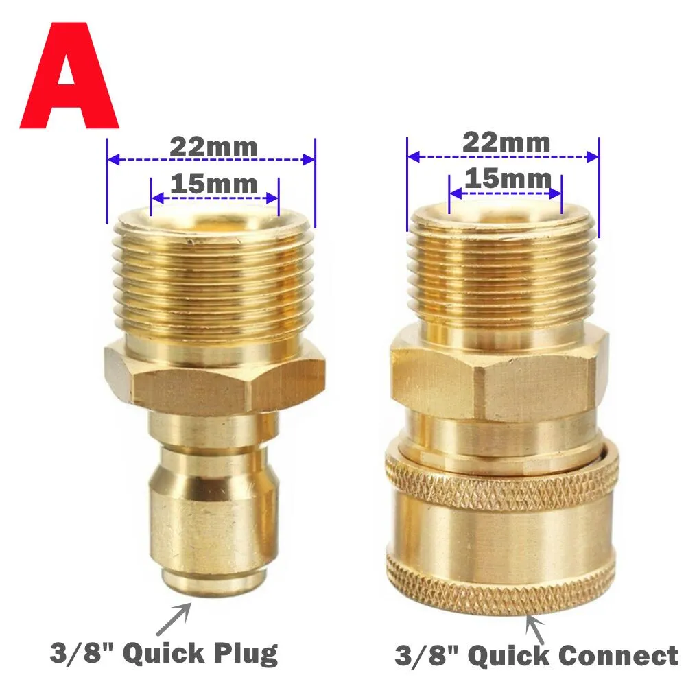 2 Pack 3/8 Inch M22 Brass Quick Connect Fitting with 15mm Plug Adapter ...