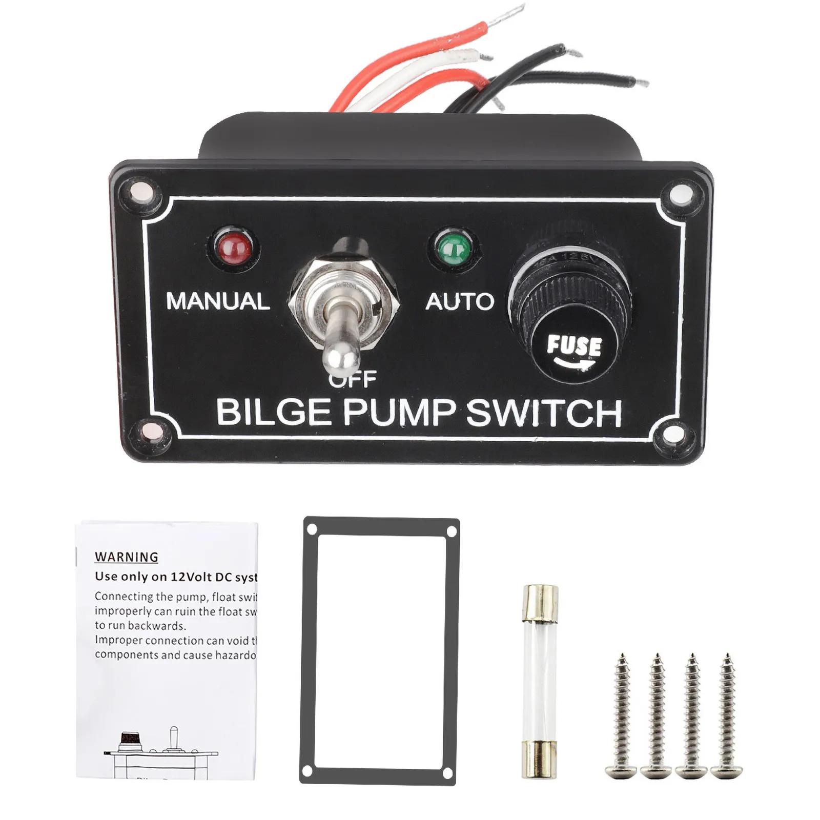 Marine 3-Position Pump Switch Panel DC 12V with Fuse and LED Indicator ...