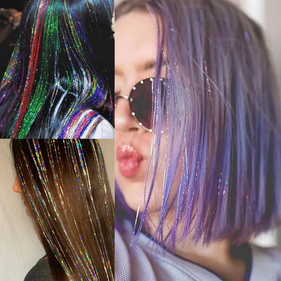 DHgate.com:120cm Rainbow Sparkle Hair Tinsel Strands - Colorful ...